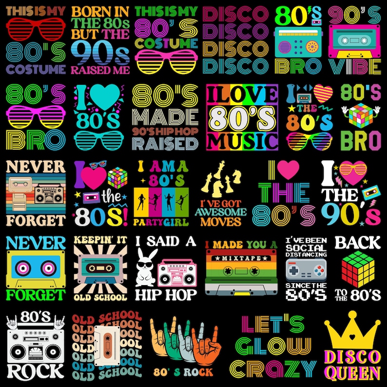Retro 80s SVG Bundle, 90s Retro T-shirt Design Svg, Vintage Retro 80s ...