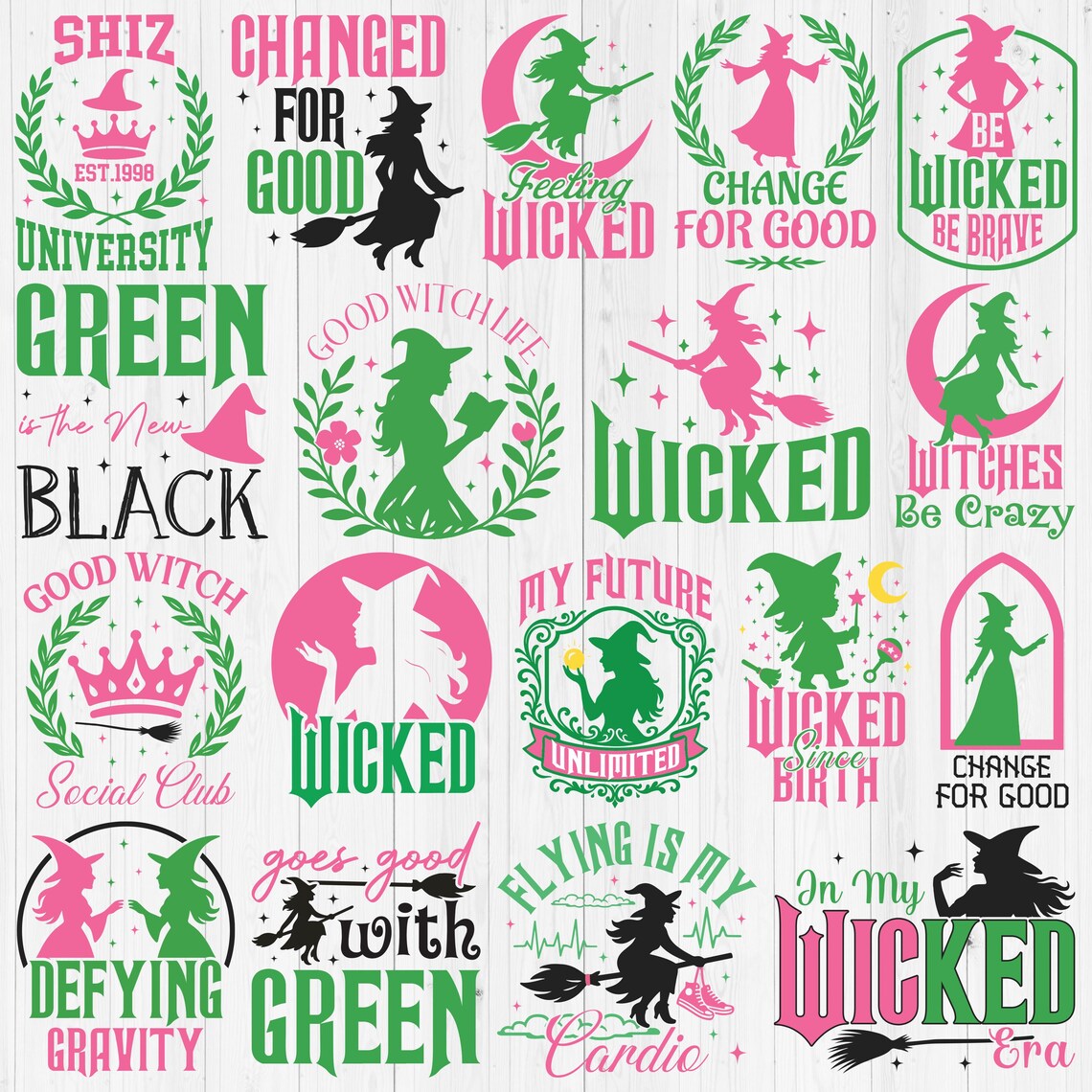 Wicked T-shirt Svg Png Bundle, Wicked Pink and Green Shirts, Wizard ...