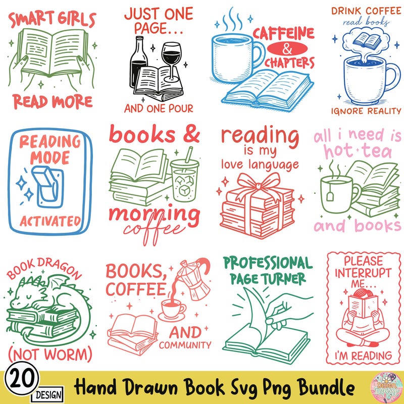 Bookish Png Hand Drawn - Etsy
