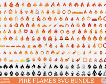 Fire Flames Svg Bundle, Fire Clipart, Fire Svg Cut Files, Flame ...