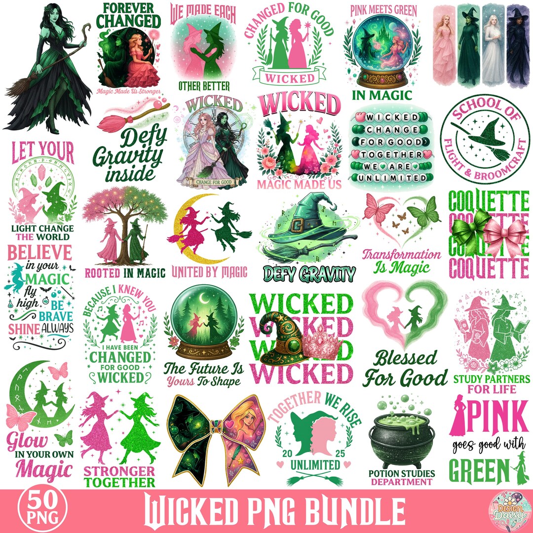 Magical Witchcore Shirt PNG Bundle, Witch Pink & Green Clipart, Fantasy ...