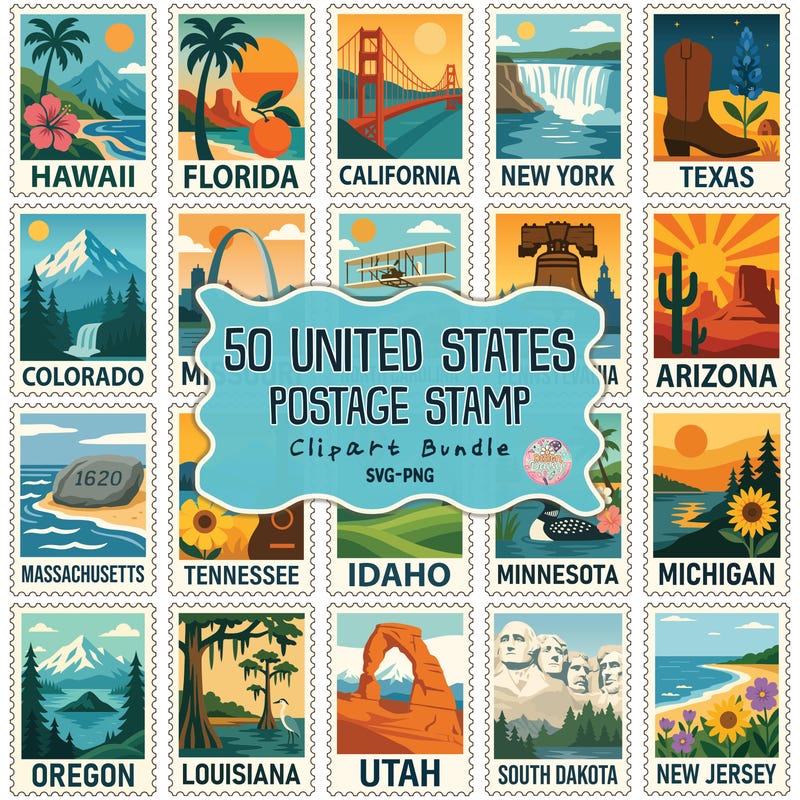 Stamp Sticker of States - Etsy UK