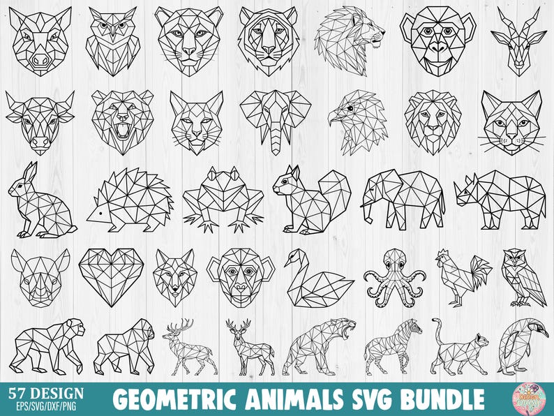 Geometrical Animals Svg Bundle, Geometric Wildlife SVG Digital Arts ...