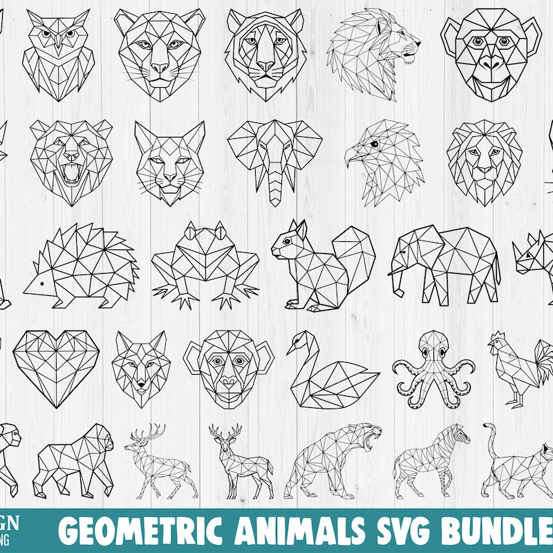 Geometric Fox Drawing - Etsy