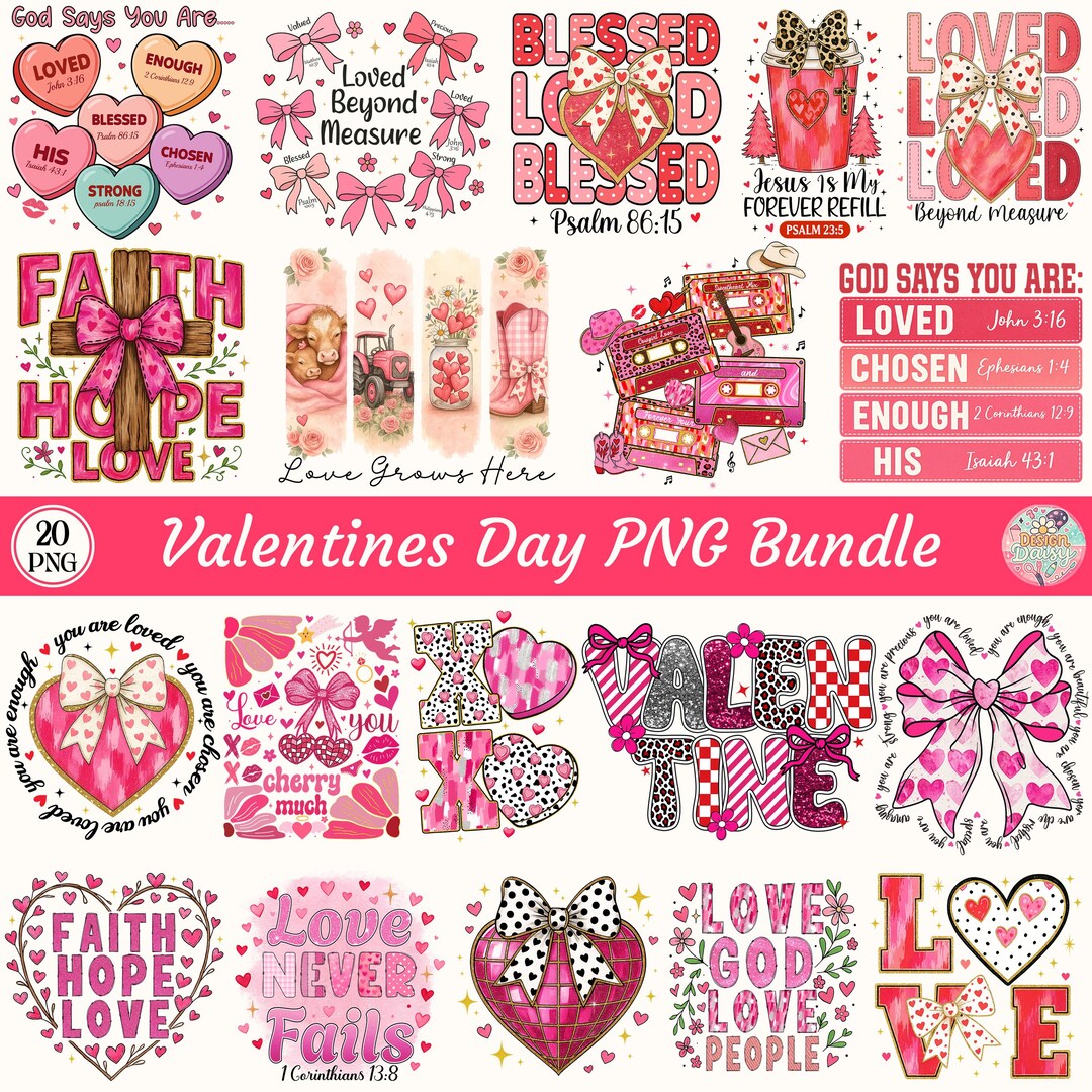 Valentine’s Day PNG Bundle, Christian Love Faith Clipart Set, Bible ...