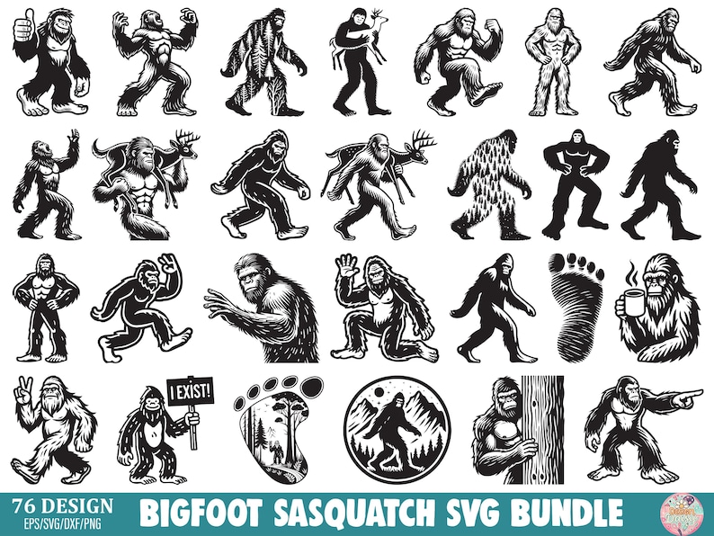 Bigfoot Sasquatch SVG Bundle, Bigfoot Silhouette, Bigfoot Cut Files ...