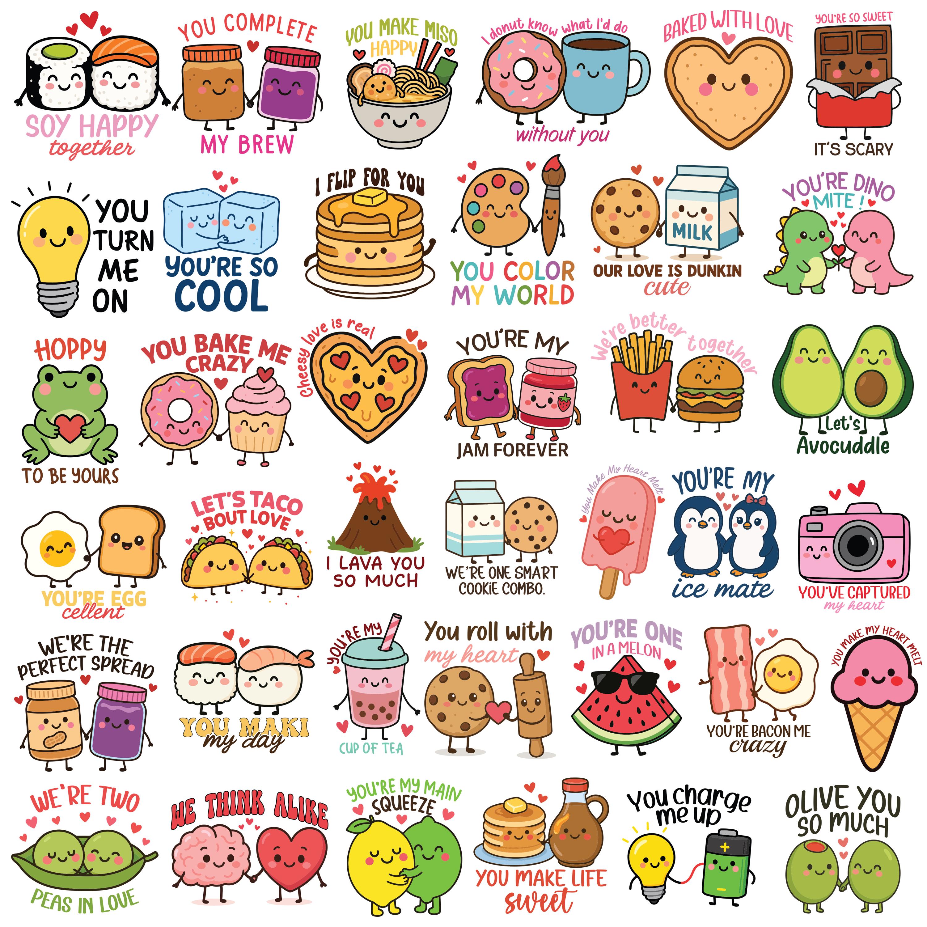 Cute Valentine Pun Clipart Bundle, Valentine Puns Shirt PNG, Funny Food ...