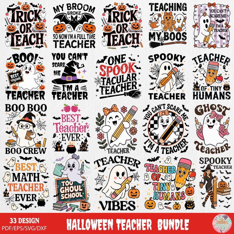 Teacher Halloween Shirt Svg Bundle, Spooky Halloween Teacher T-shirt ...