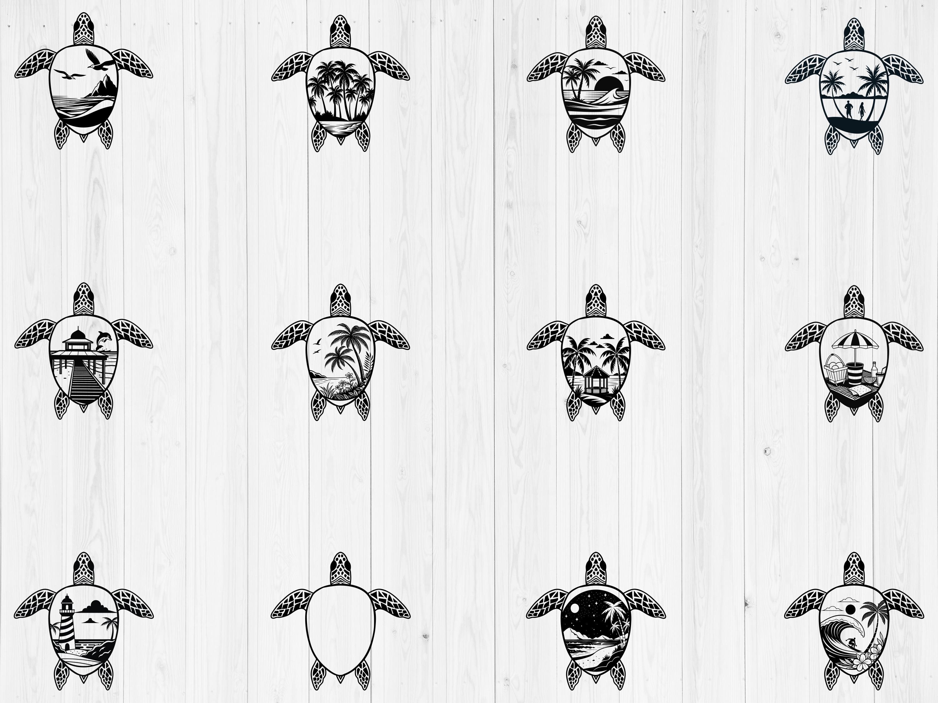 Tropical Beach Scene Clipart, Sea Turtle and Beach Scene SVG Bundle ...