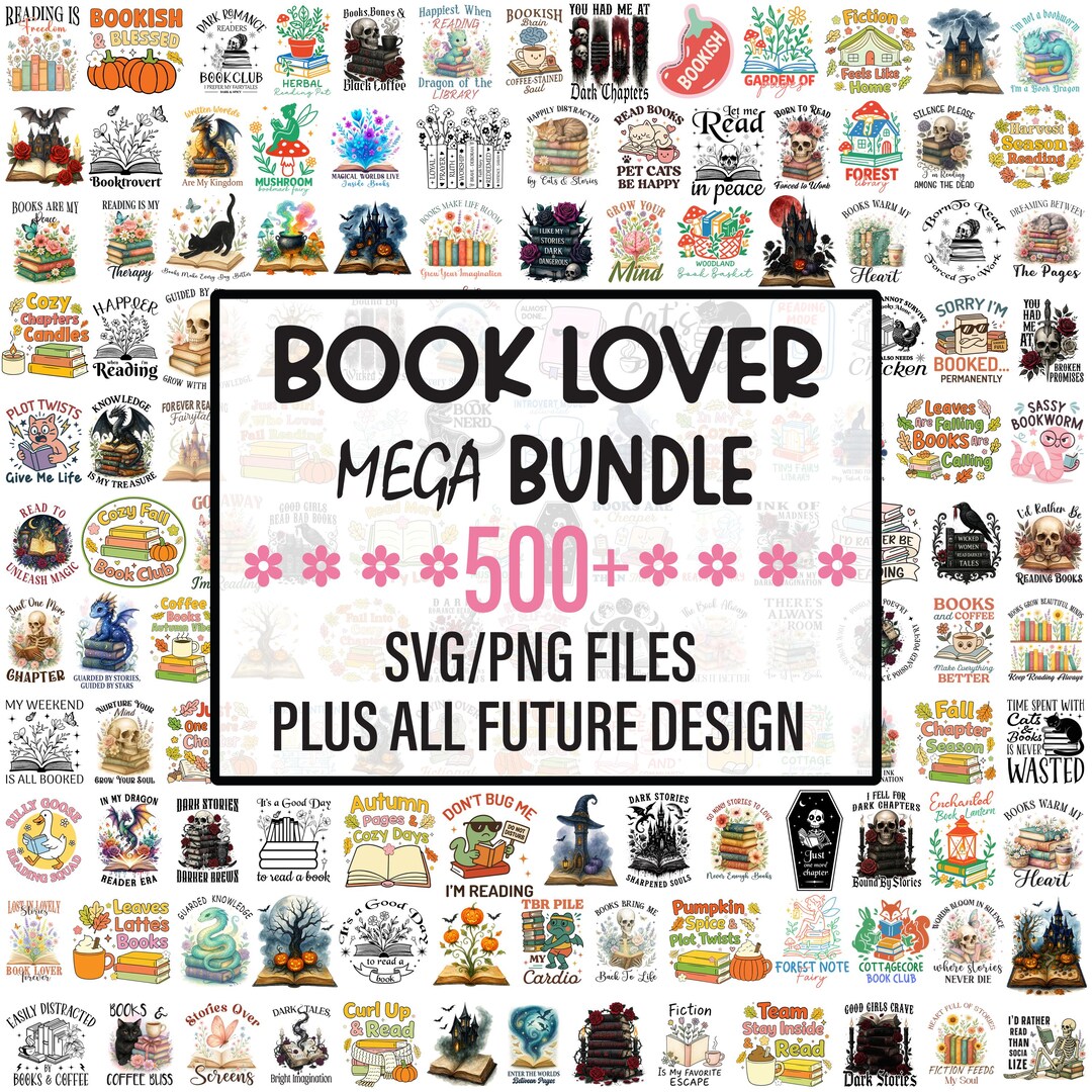 Book Lover Png Mega Bundle, Bookish Quotes Clipart, Reading T Shirt ...