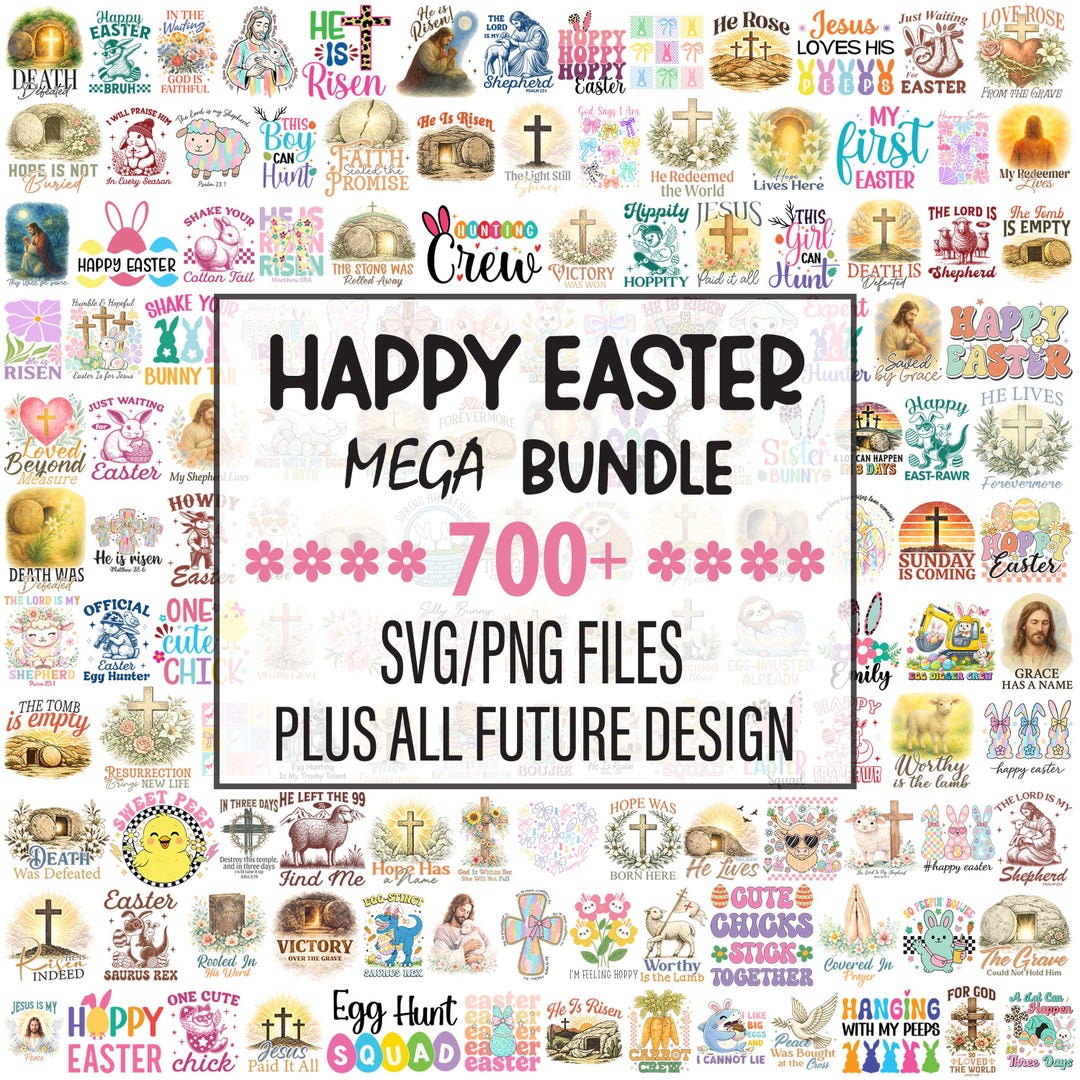 Happy Easter Mega Bundle, Christian Easter Png Bundle, Jesus Easter ...
