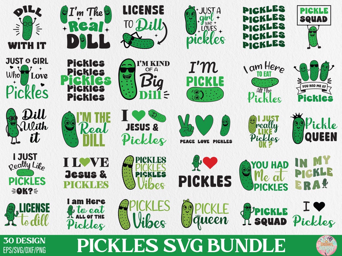 Funny Pickles SVG Bundle: T-shirt Designs, Clipart (digital Download ...