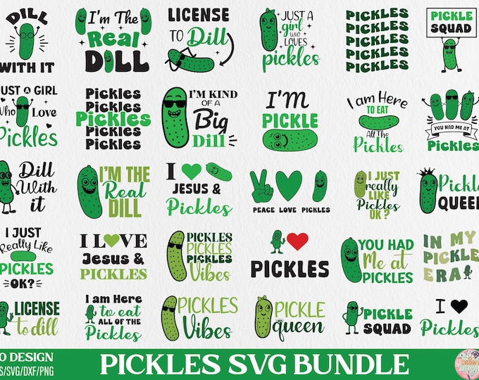 Funny Pickles SVG Bundle: T-shirt Designs, Clipart (digital Download ...
