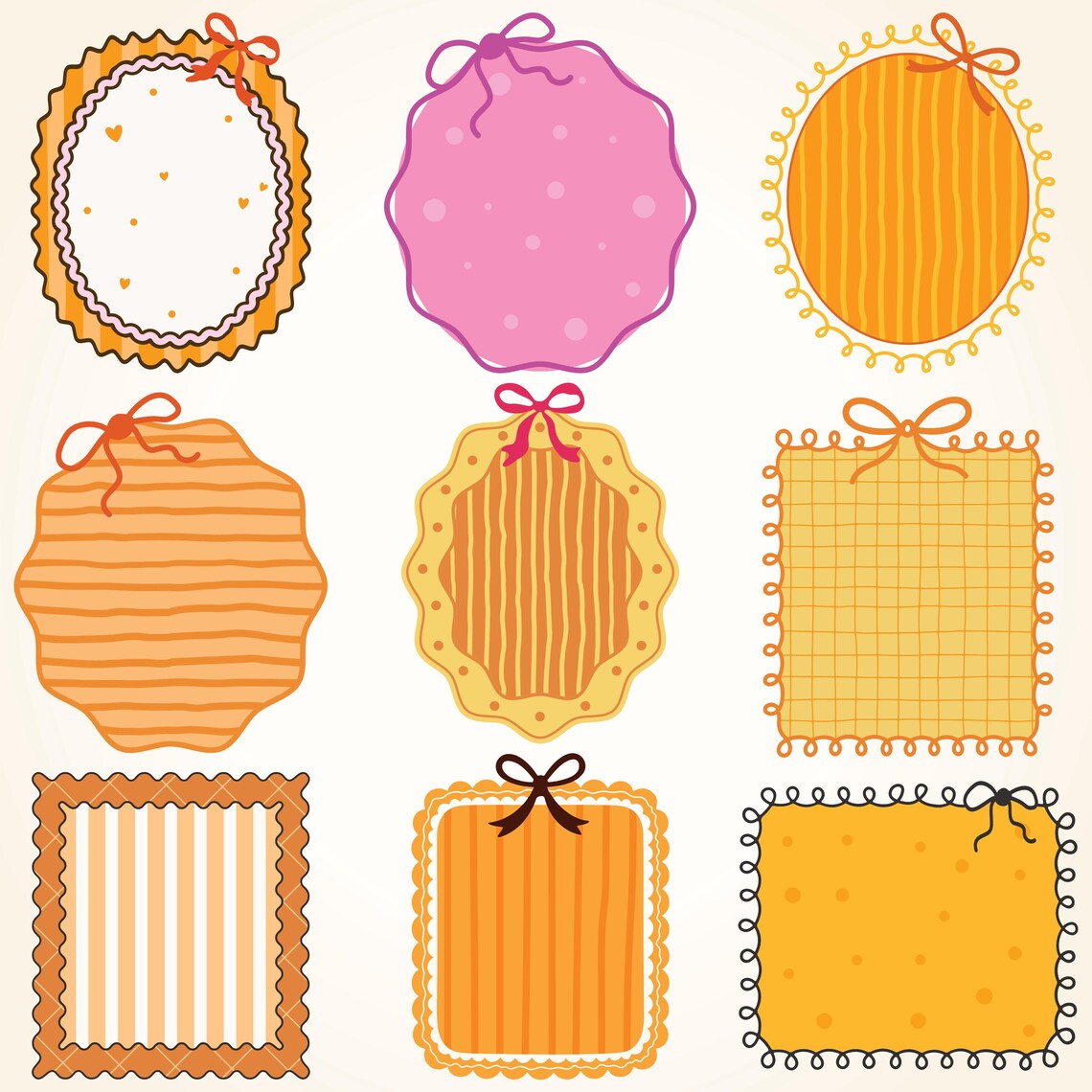 Halloween Fall Coquette Frame Png Bundle, Cute Autumn Bow Frames ...