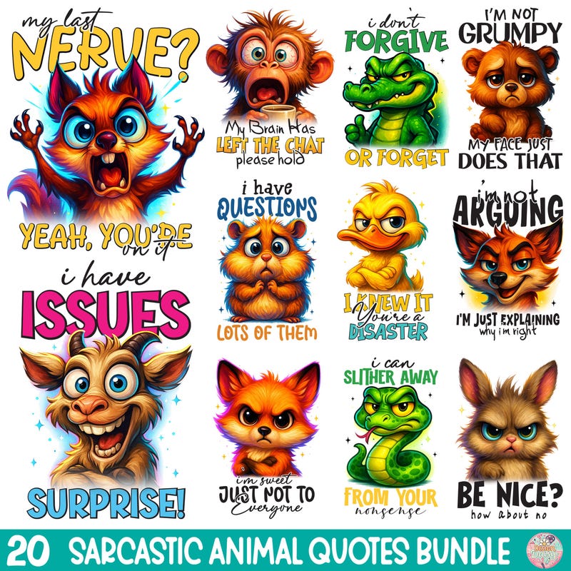 Funny Animal Saying Stickers - Etsy UK