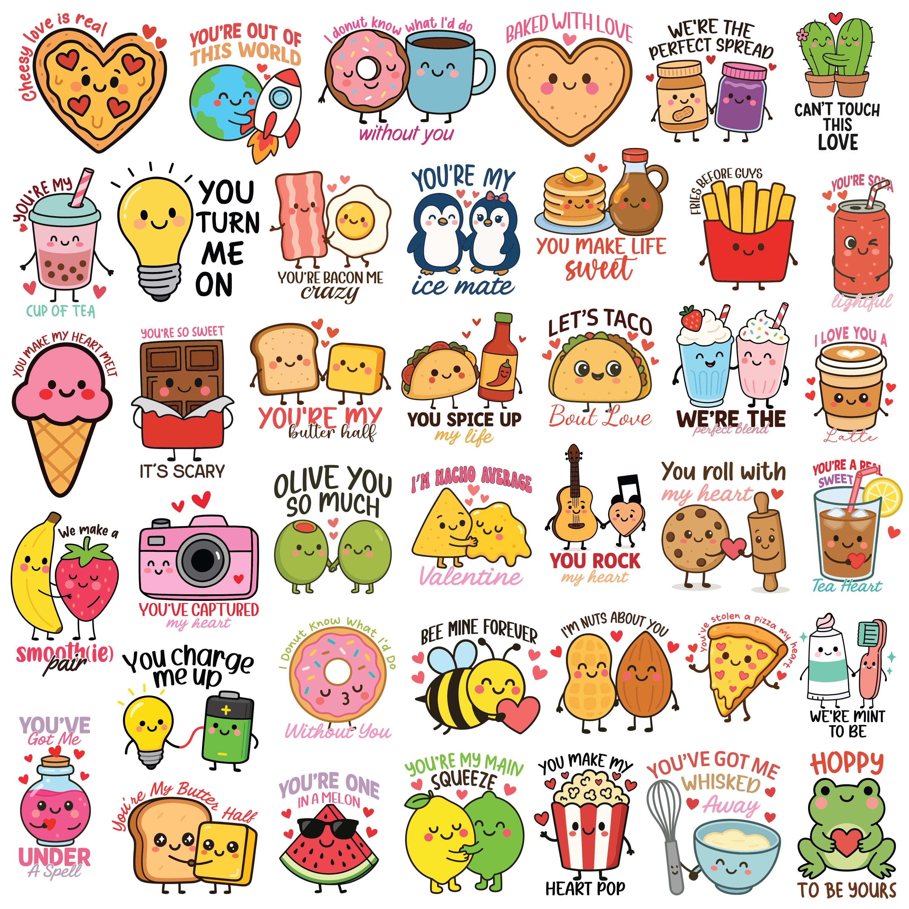 Cute Valentine Pun Clipart Bundle, Valentine Puns Shirt PNG, Funny Food ...