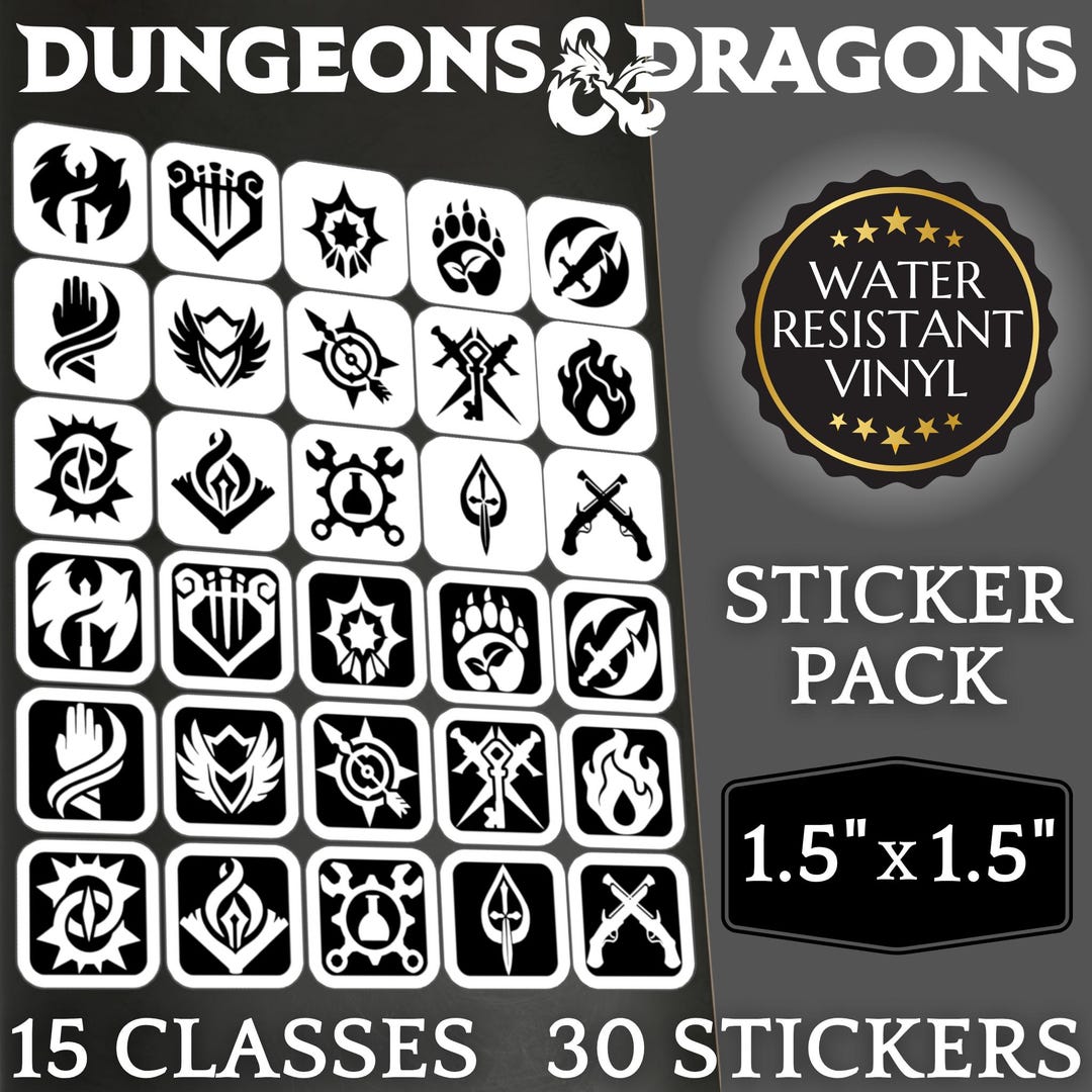 D&D Class Symbol Sticker X30 Vinyl Decals Dnd Dungeons and Dragons ...