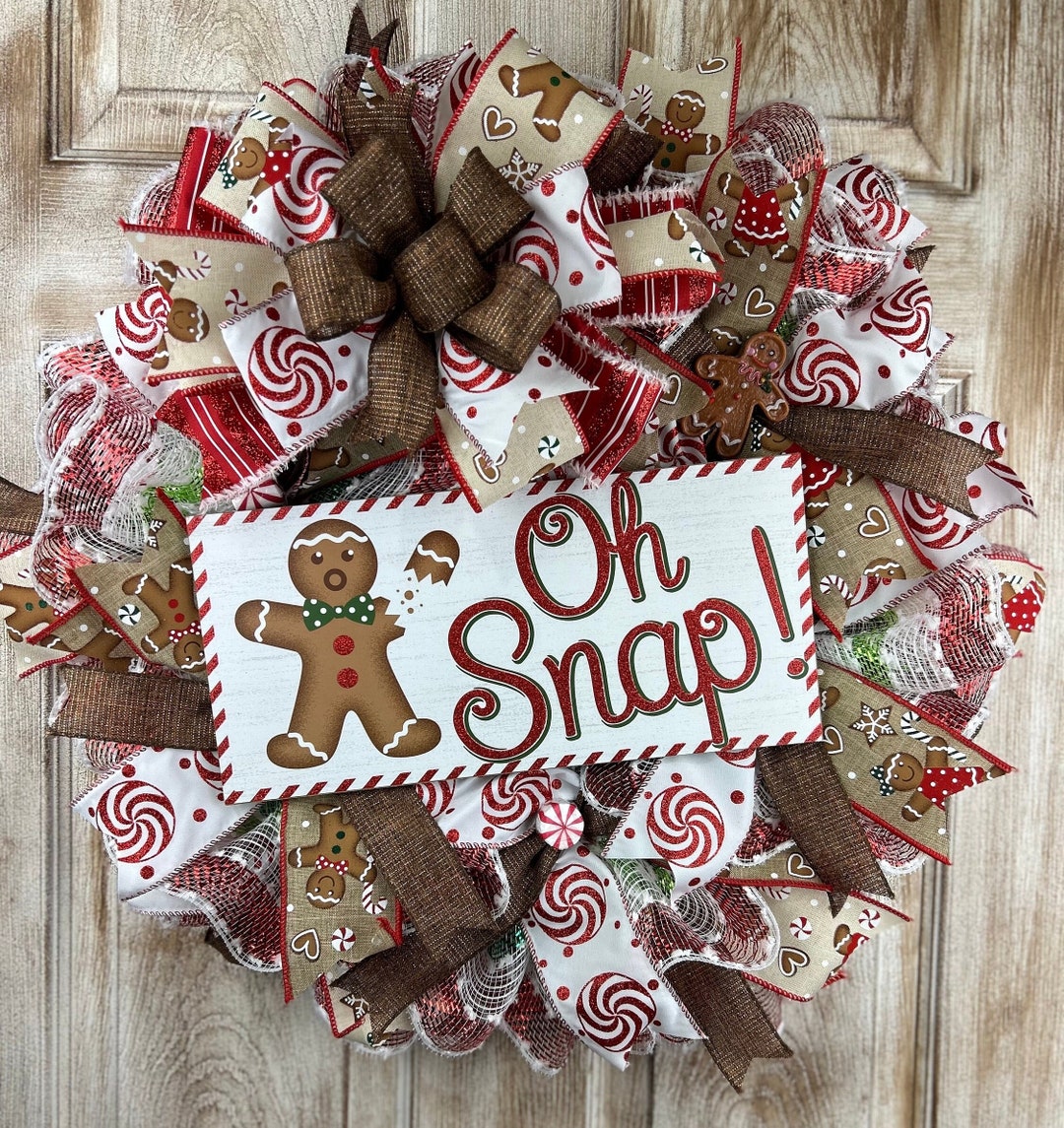 Gingerbread Wreath Slim Christmas Wreath Mesh Christmas - Etsy