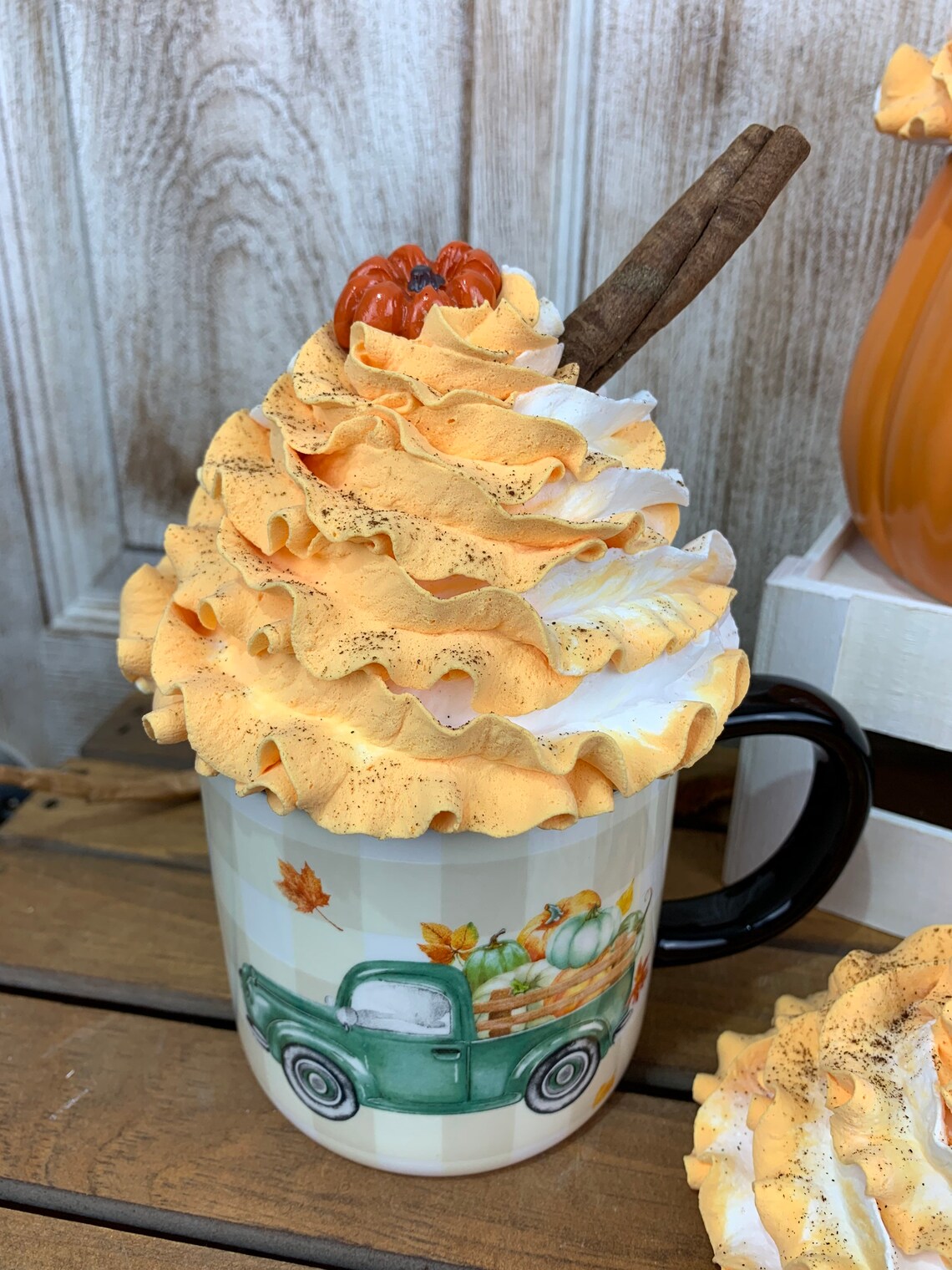 Large Mug Topper Fall Decor Fake Latte Topper Fall Mug - Etsy