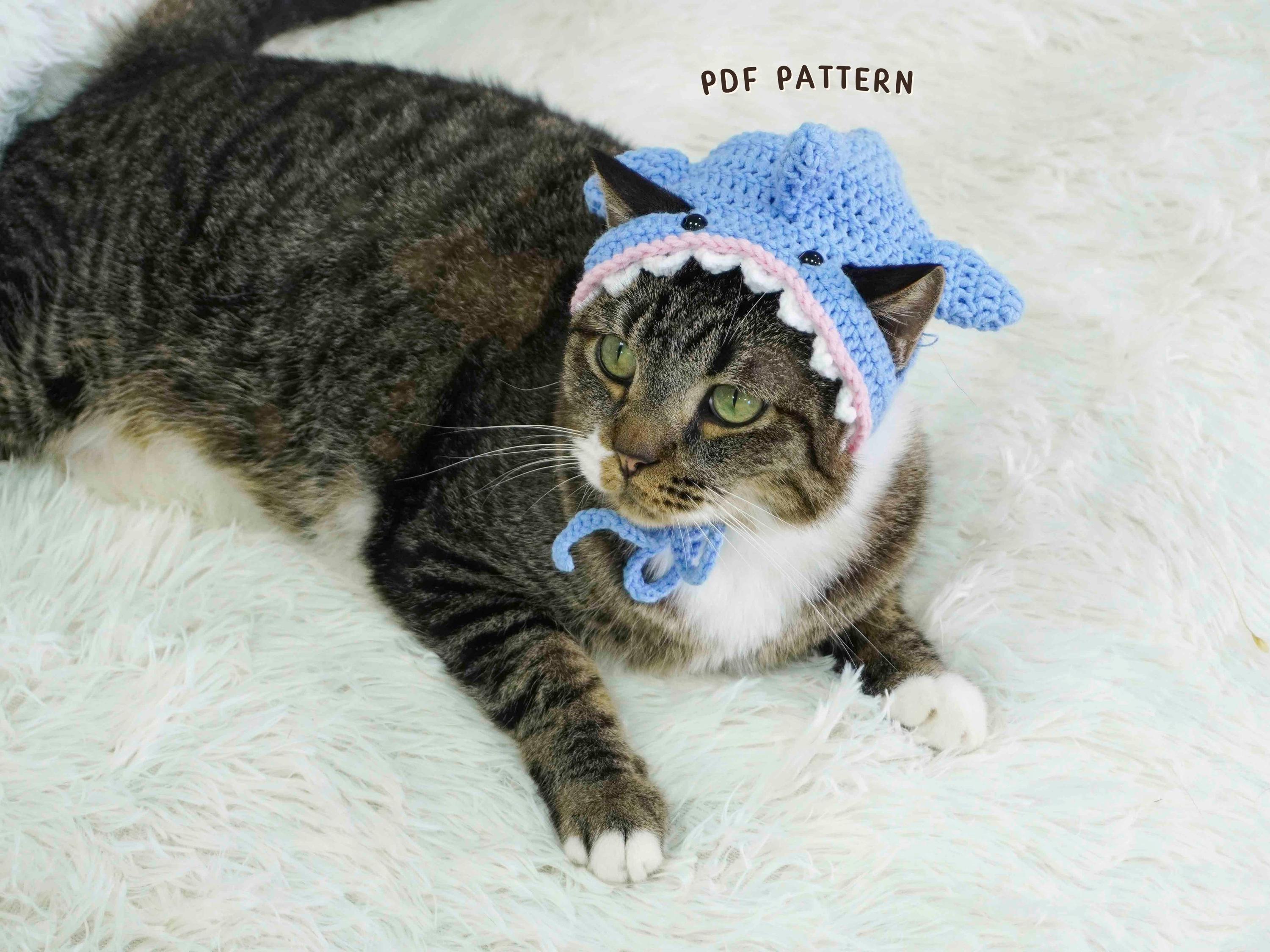 Shark Cat Hat Crochet Pattern, Cat Hat Crochet Pattern, Cat Shark ...
