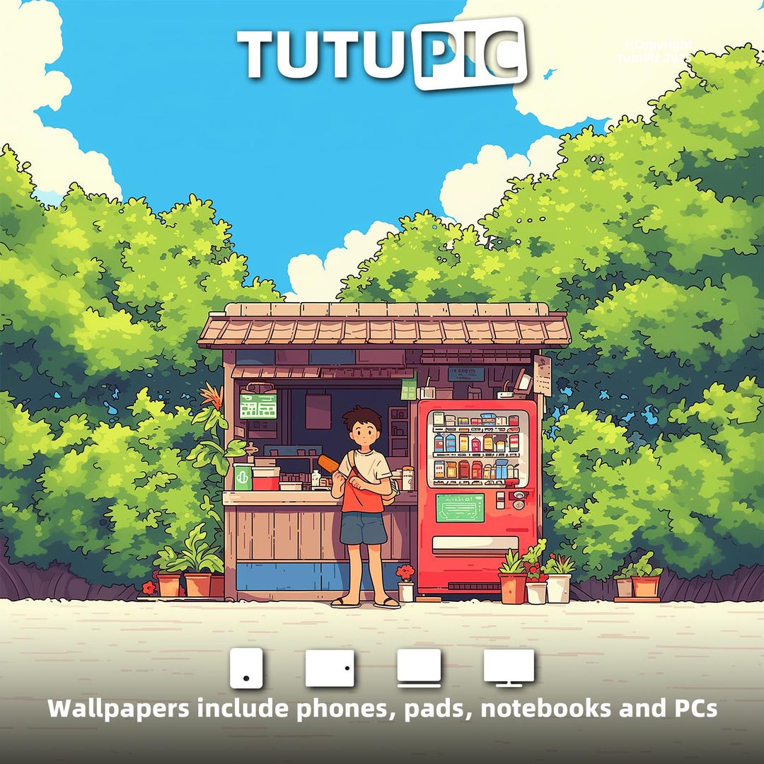 Anime Summer Kiosk Wallpaper 4K | Nostalgic Japanese Scene Art | Phone ...