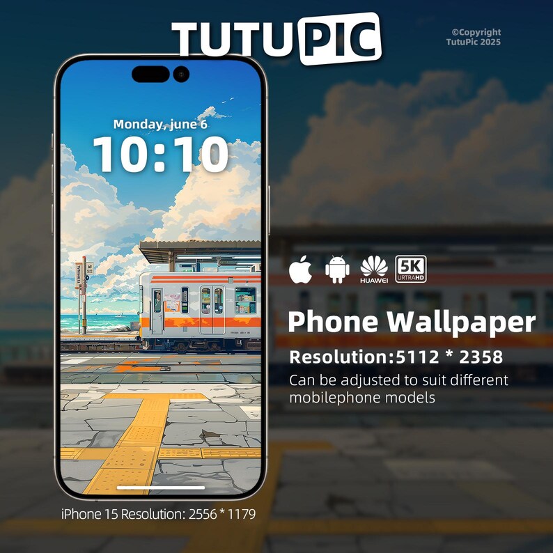 Seaside Train Terminal Wallpaper: Anime Ocean View (digital Download - Etsy