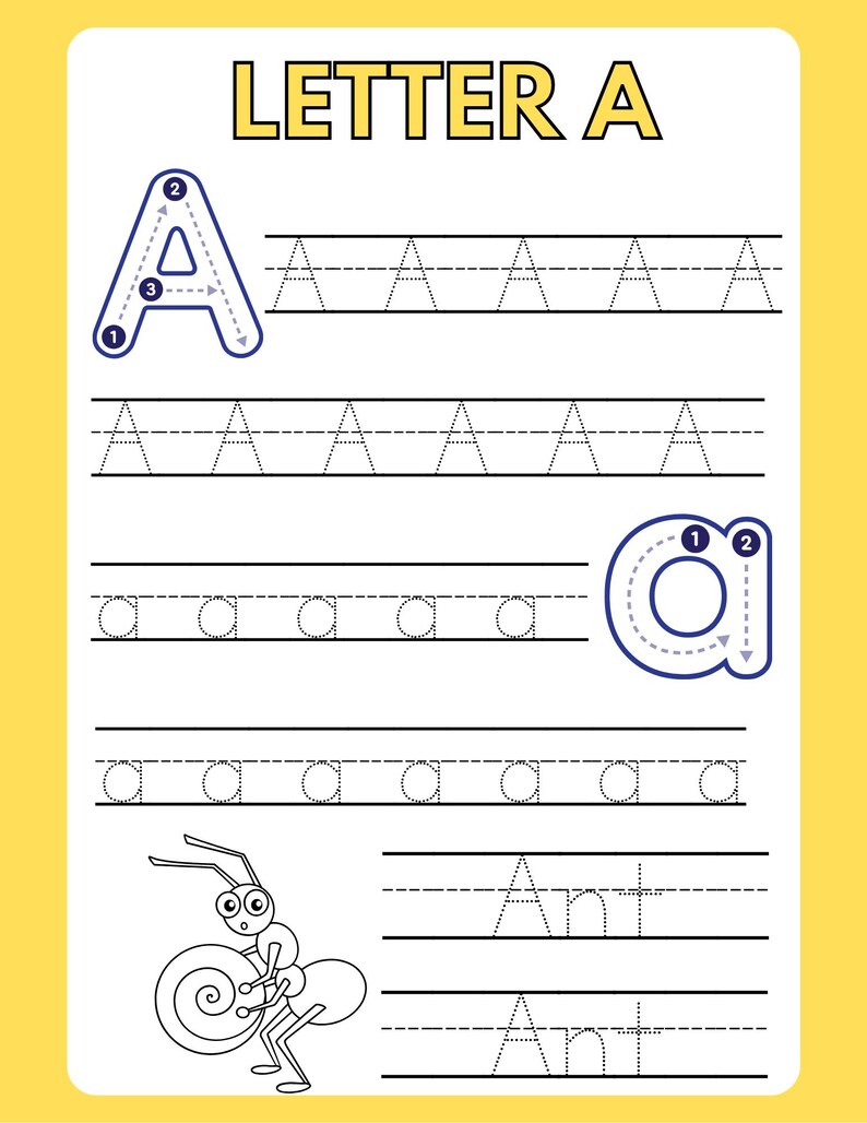 Alphabet Worksheets A-Z Printable ABC Tracing and Writing Practice for ...