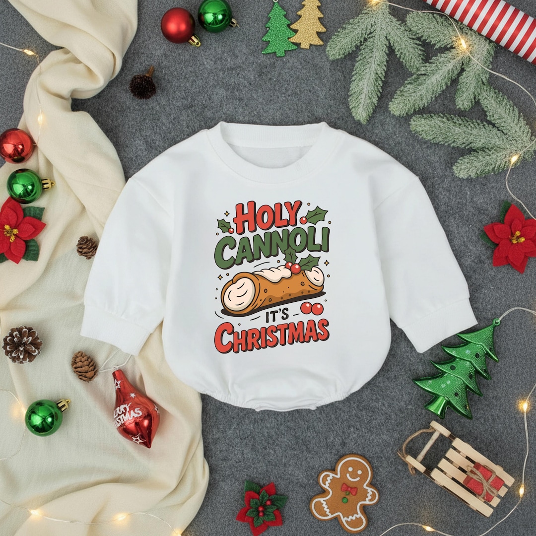 Holy Cannoli Its Christmas Baby Bodysuit, Funny Italian Foodie Romper ...