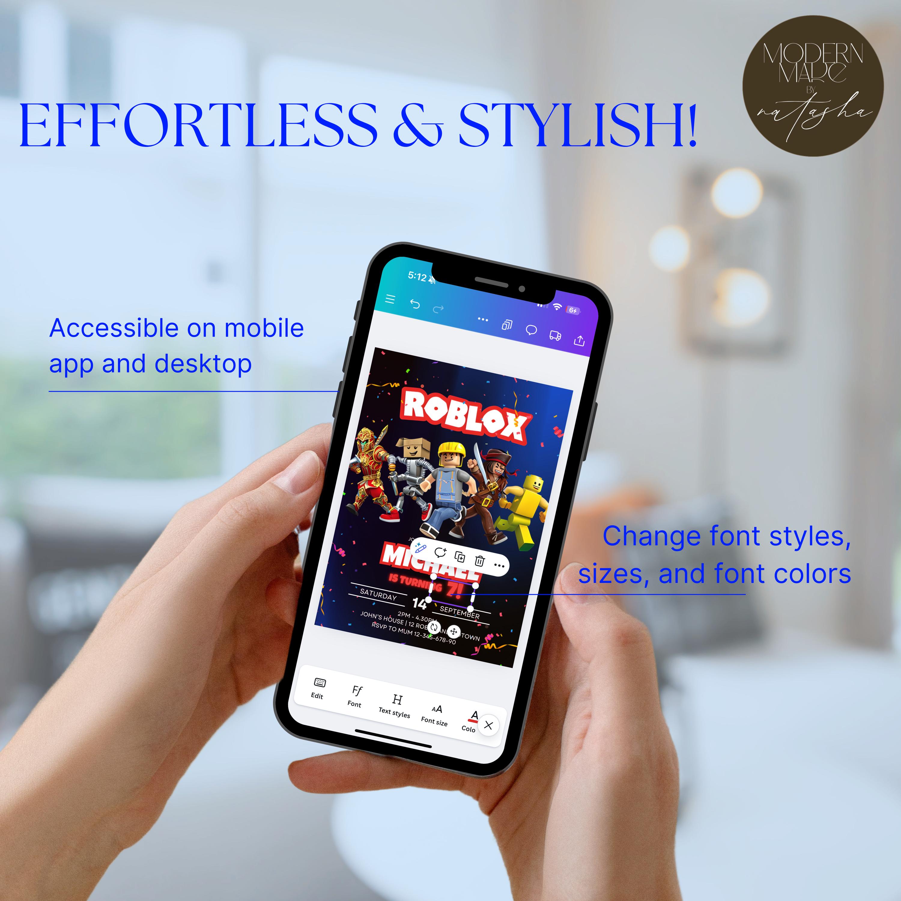 Roblox Invitation, Editable Template, Roblox Invite, Game Party, Roblox ...