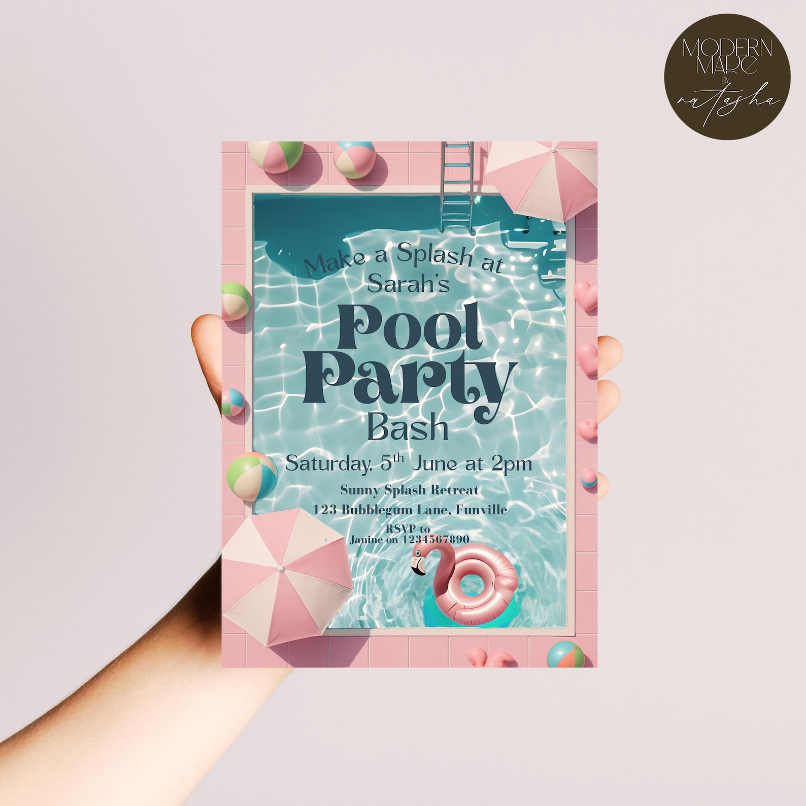Pool Party Birthday Invitation Swim Party Invite Kids Swimming Party ...