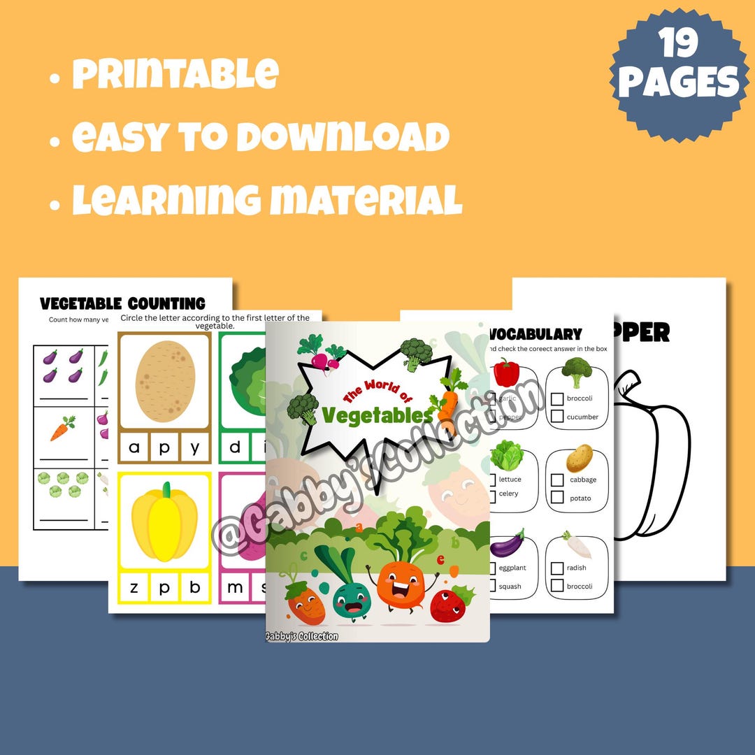 The World of Vegetables – Fun Printable Activity Ebook for Kids - Etsy