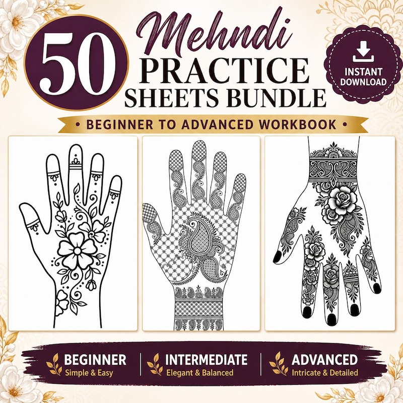 Mehndi Practice Sheets - Etsy