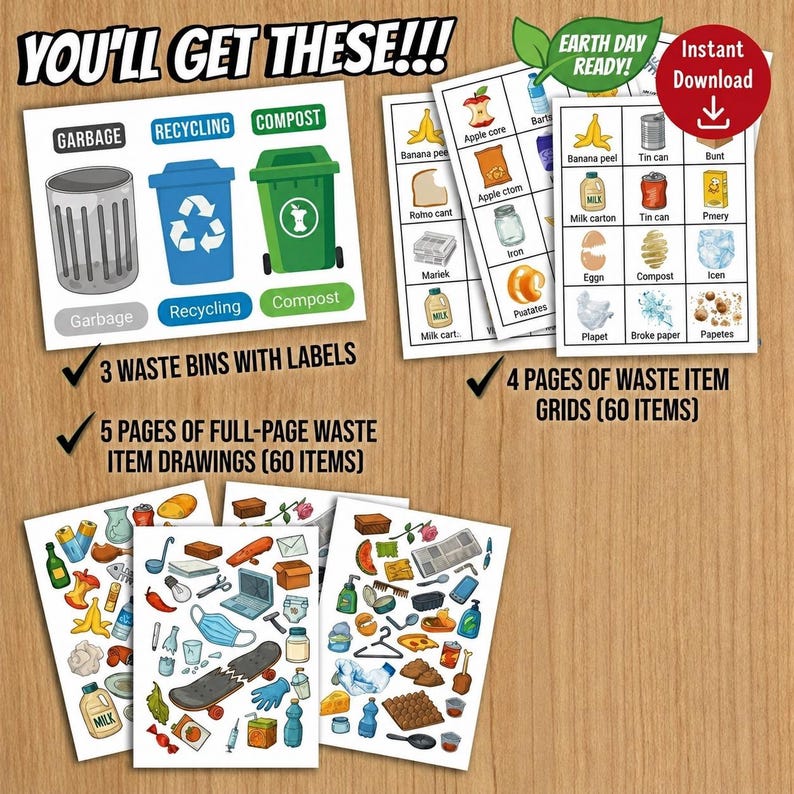 Waste Sorting Activity Printable | Montessori Recycling Game (PDF ...