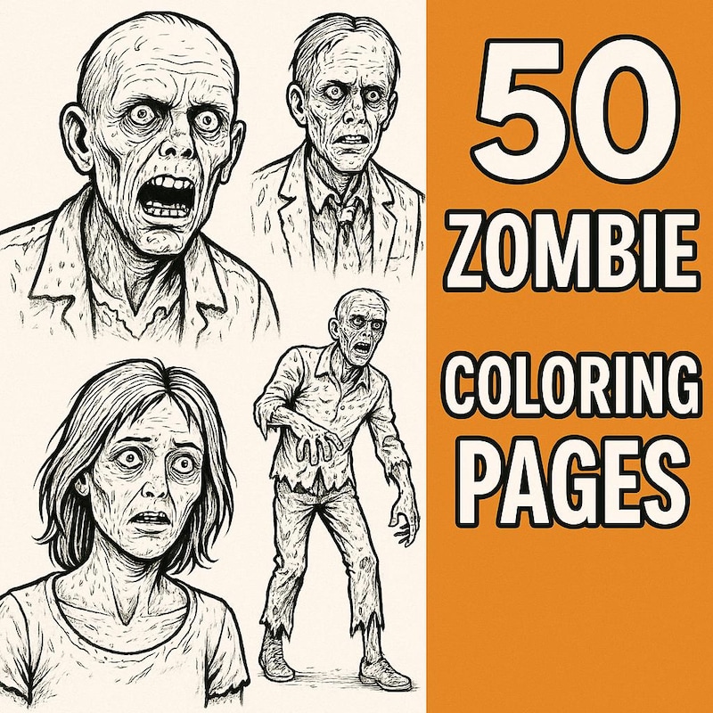 Zombies 4 Coloring Pages - Etsy