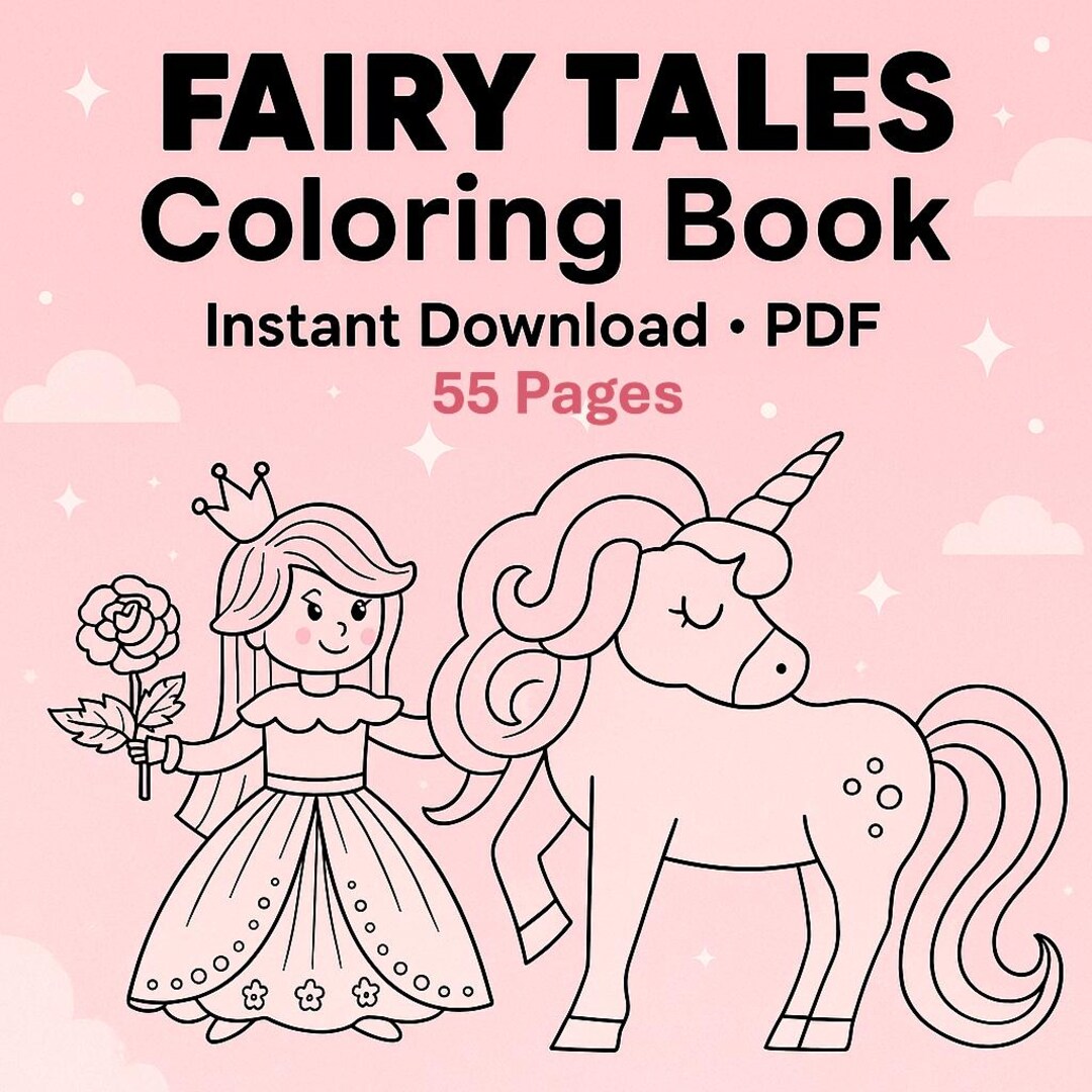 Fairy Tale Princess Coloring Book – 55 Magical Pages for Girls ...