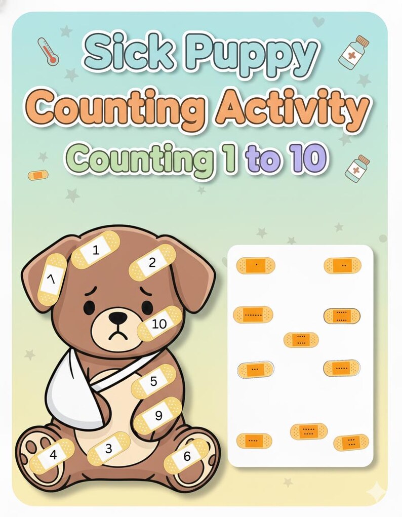 Sick Puppy Counting Printable | Dramatic Play Math Center | Number ...