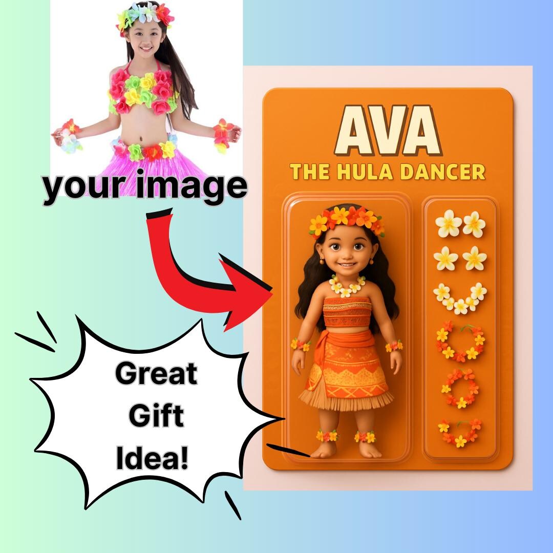 Custom Hawaiian Action Figure Portrait | Personalized Hula Gift for ...