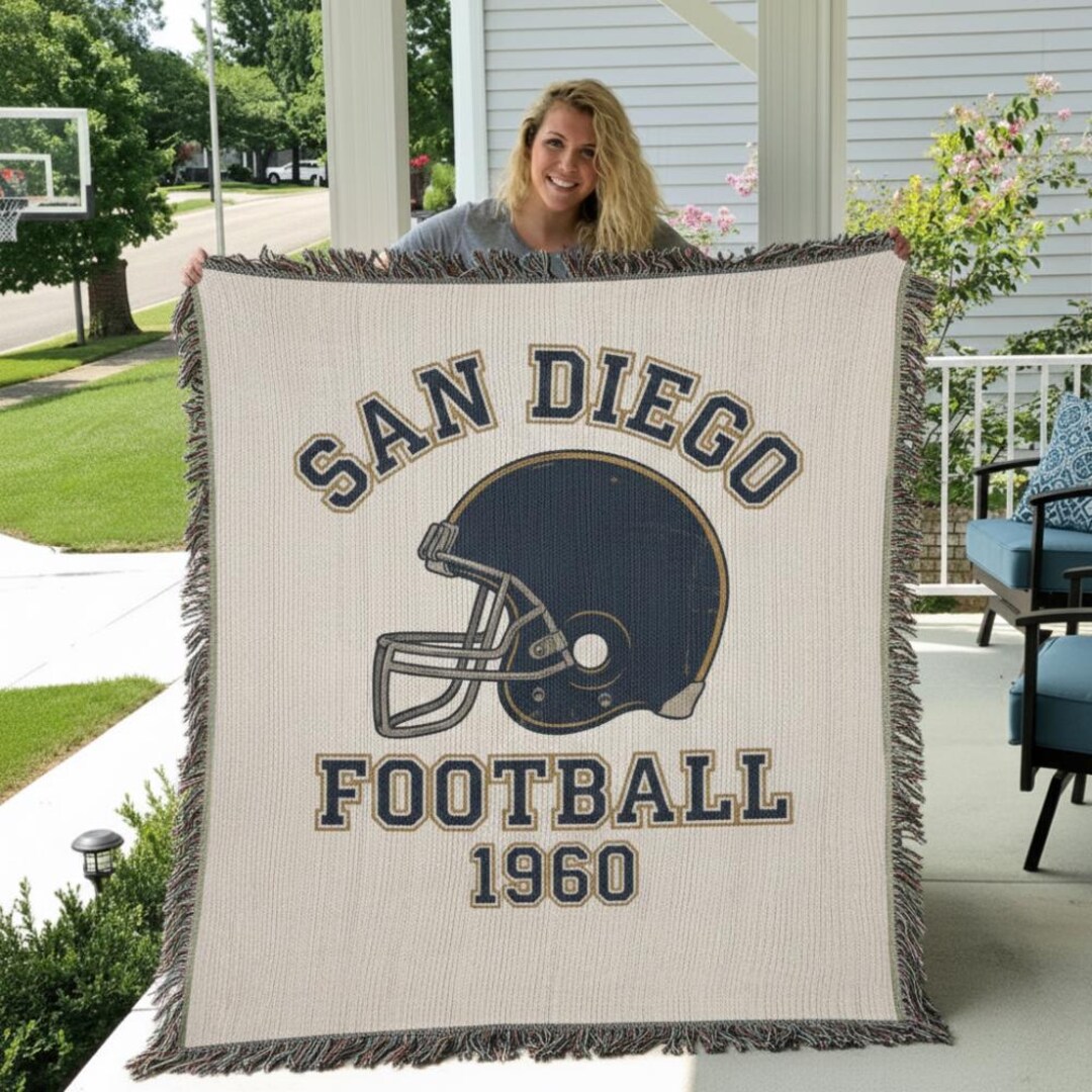 San Diego Football Woven Blanket 1960 – Vintage Sports Throw - Etsy