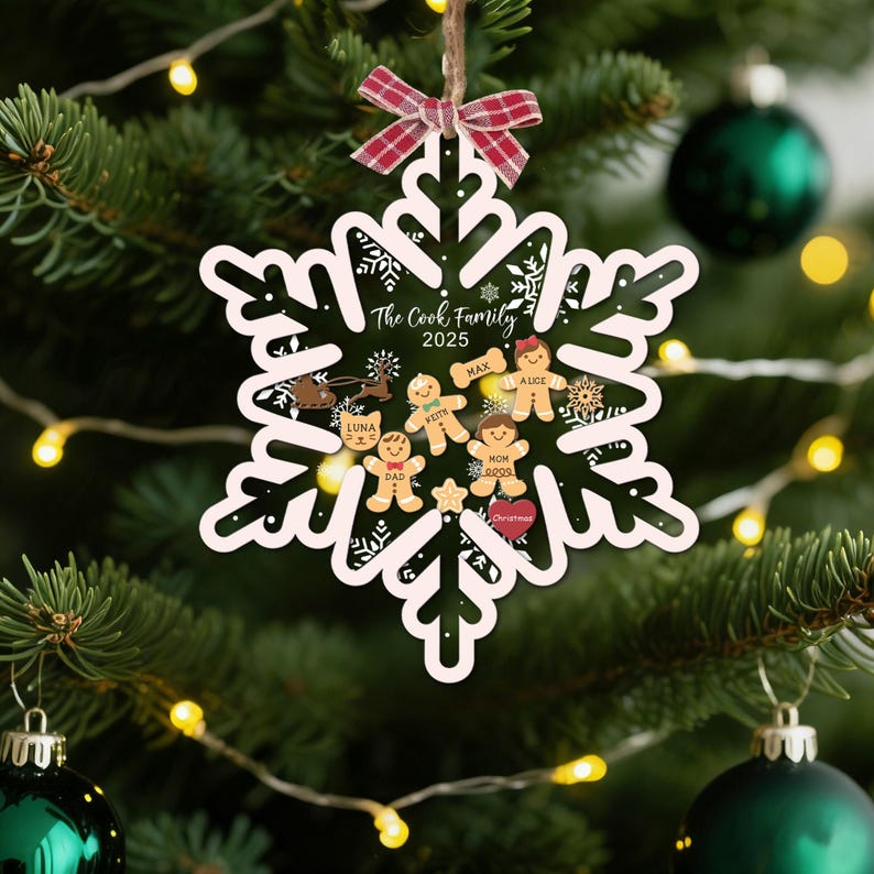 Personalized 4D Shake Bauble, Snowflake Shake Bauble With Gingerbread ...