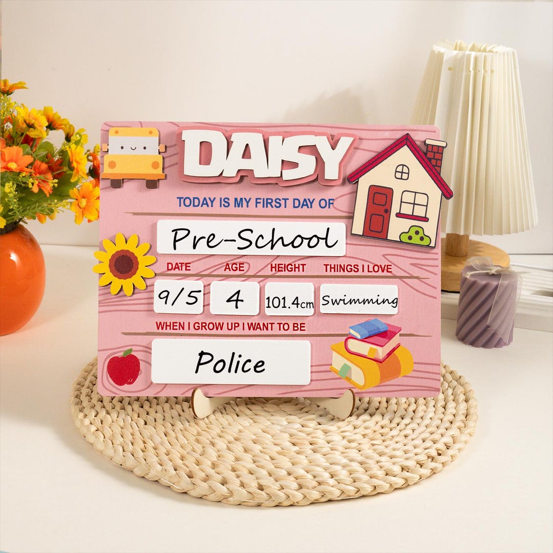 Personalized Back to School Sign for Kids, Wooden First Day and Last ...