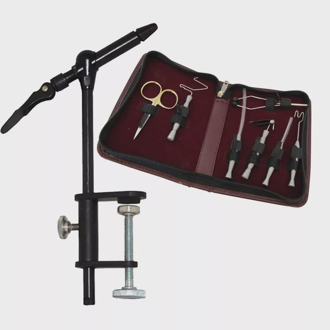 Pro Fly Tying Vise With Bobbin Finisher Scissor Hackle Hair Stacker ...