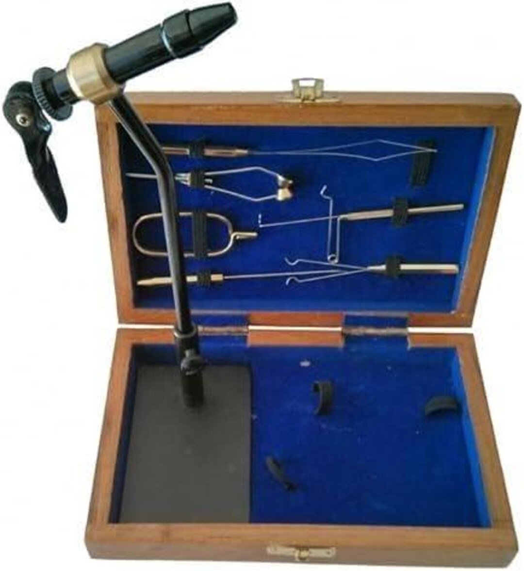 Fly Tying Standard Tool Kit With Wooden Box Book & DVD Rotary Vise ...