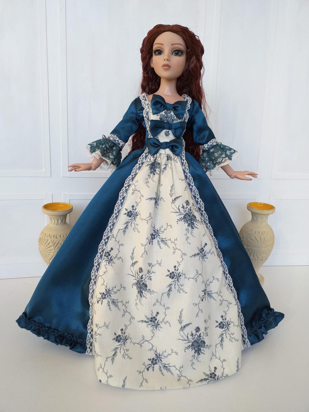 Rococo Style Doll Dress: Teal Satin Gown for Tyler Tonner Doll - Etsy UK