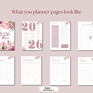 2026 Soft Dusty Pink Floral Printable Planner for Busy Moms and ...
