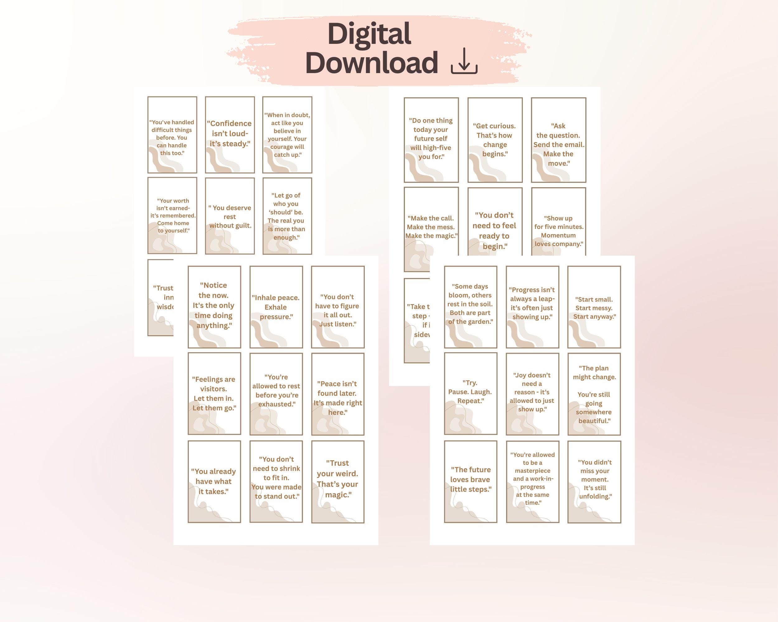 Motivational Quote Cards Printable PDF– 36 Earth Tone Inspirational ...