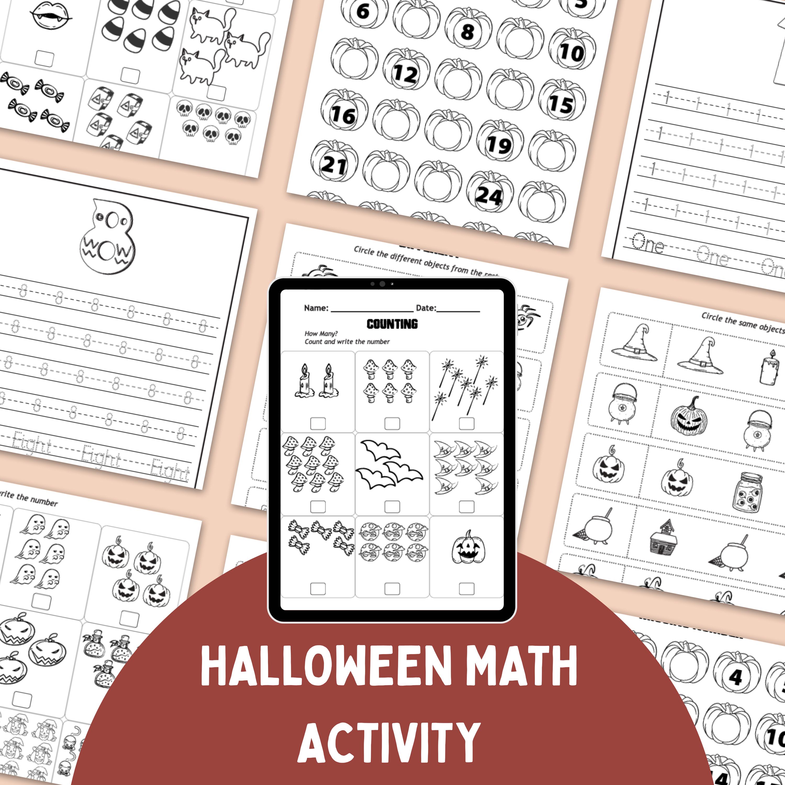 Halloween Math Activity Workbook - Printable Fall Coloring Pages (PDF ...
