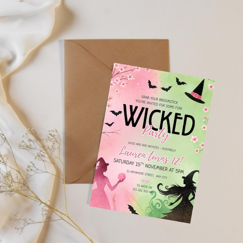 Wicked Birthday Invitation Template - Witch Party Printable, Editable ...