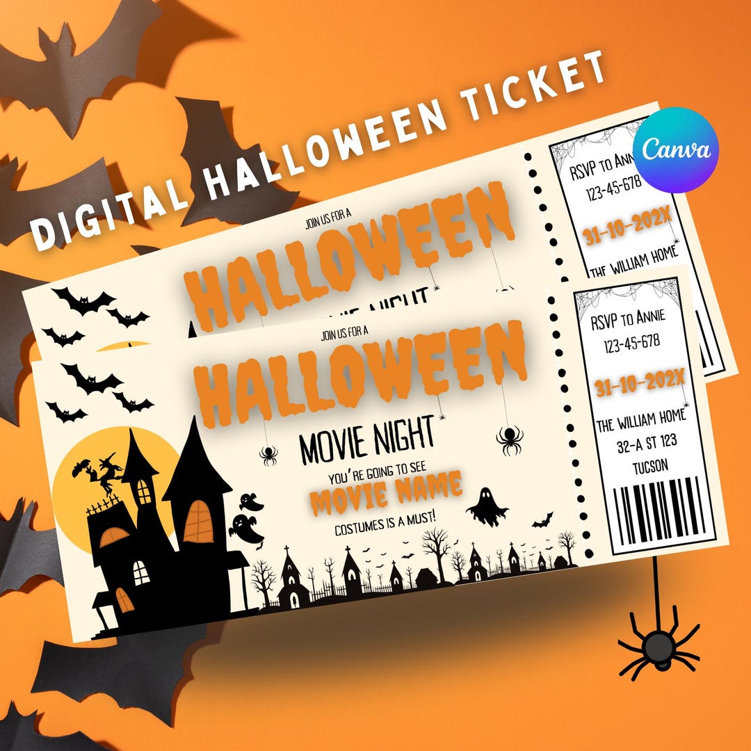 Editable Halloween Ticket Invitation - Spooktacular Party Invite ...