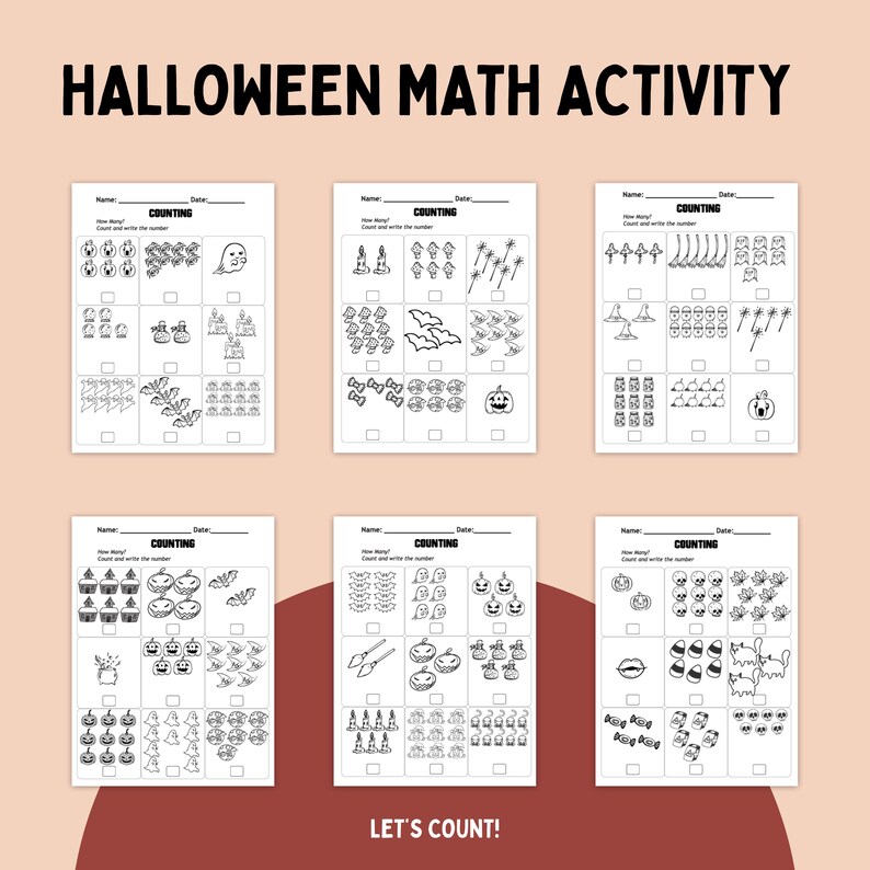 Halloween Math Activity Workbook - Printable Fall Coloring Pages (PDF ...