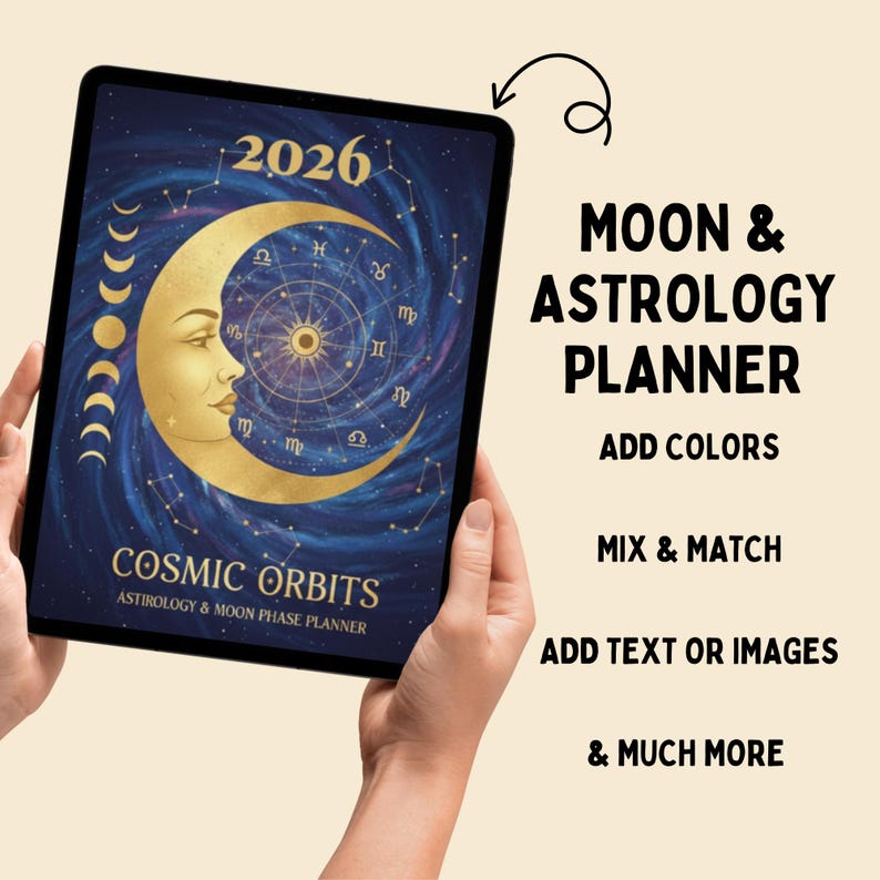 2026 Moon and Astrology Planner - Digital Lunar Calendar, Zodiac Guide ...